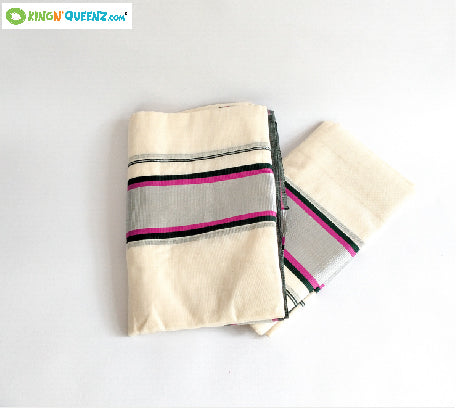Silver Border Set Mund Kerala Tradtional Dress Online – kingnqueenz.com