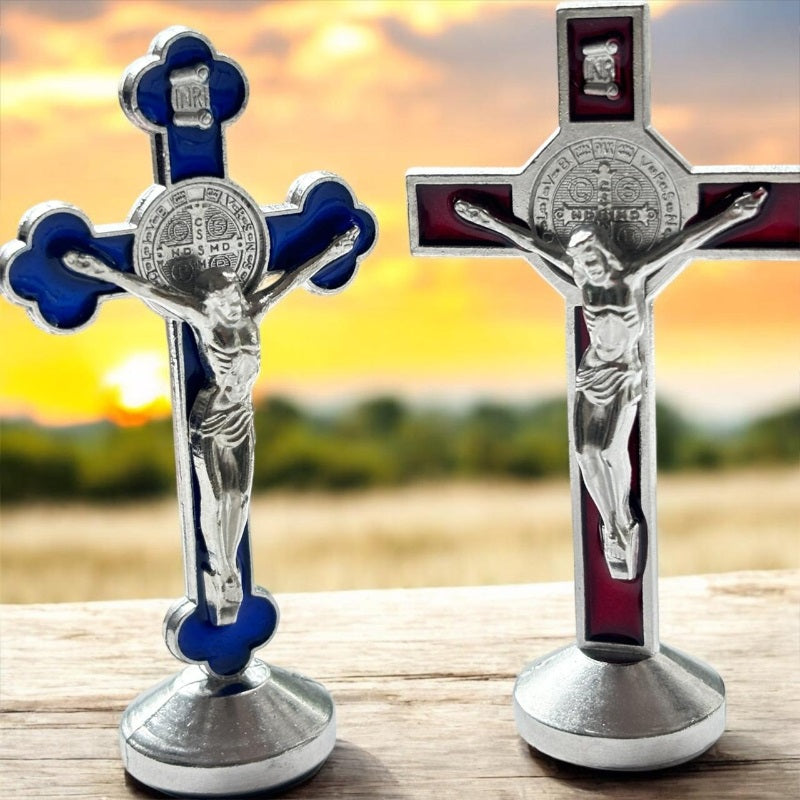 St Benedict Cross Medal Crucifix Stand Model – kingnqueenz.com